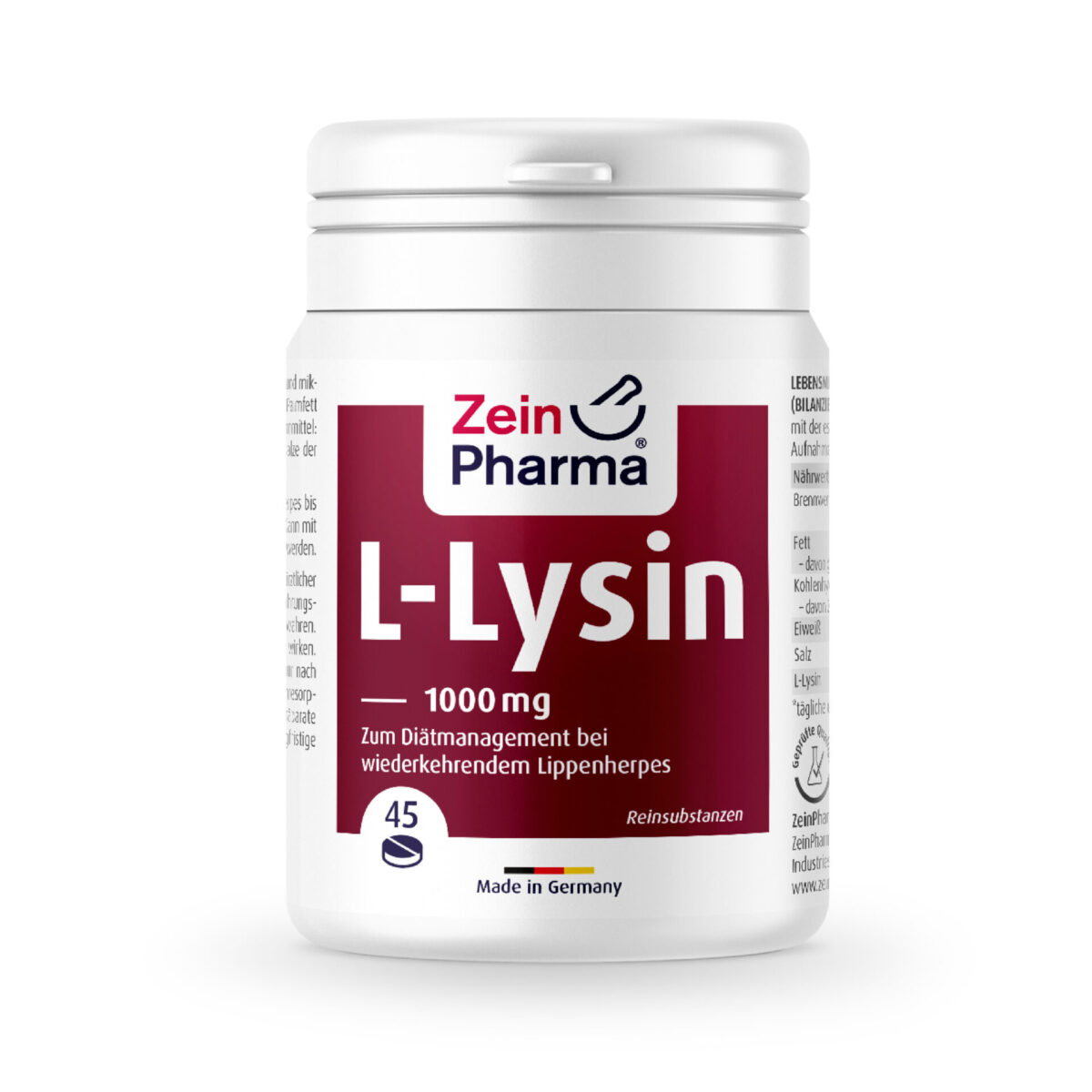 L-Lisina 1000mg (45 pastilhas) – Nutrypharma