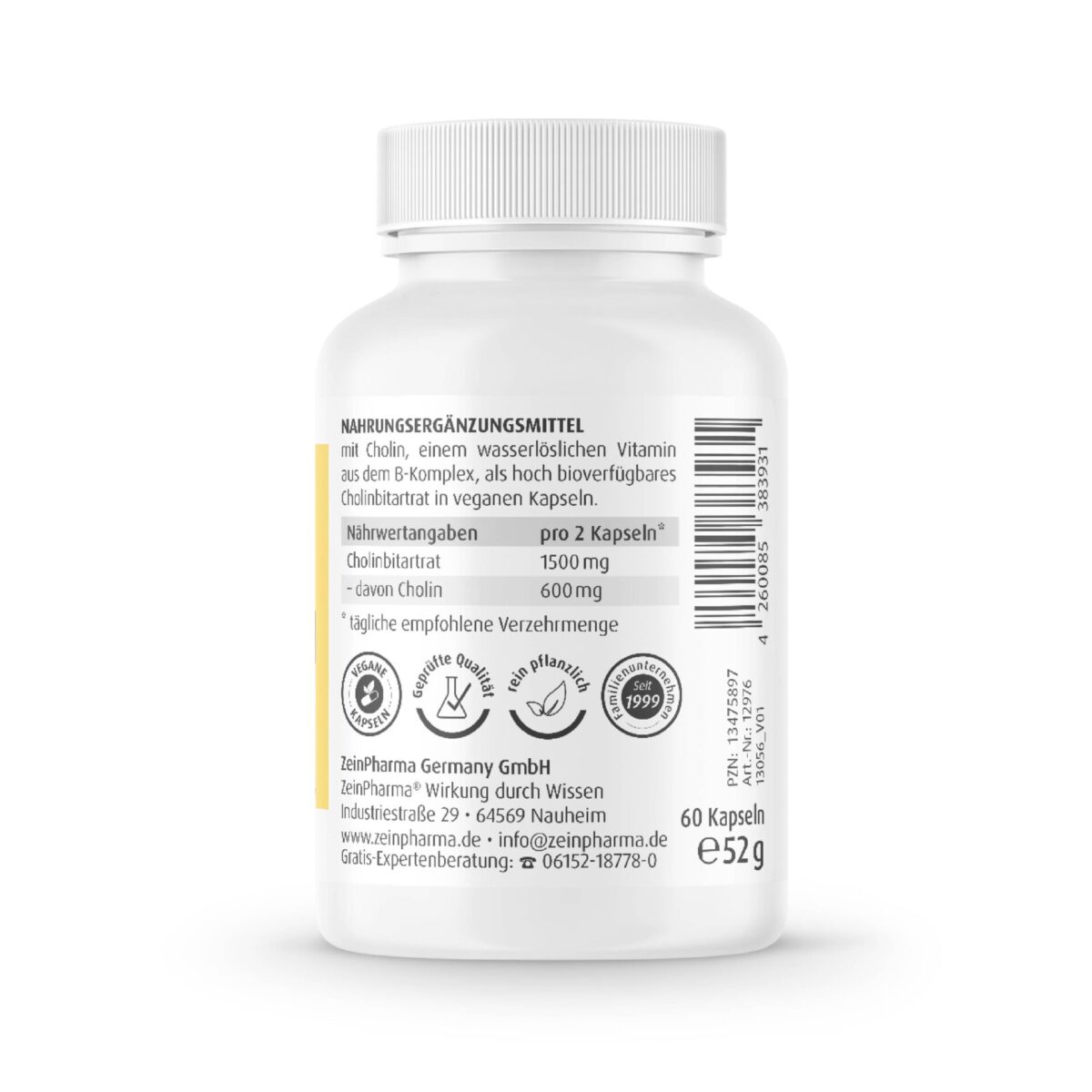 Colina 600mg (60 cápsulas) – Nutrypharma